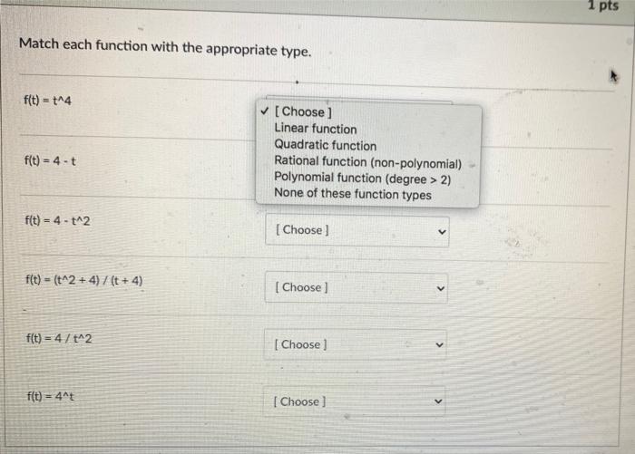 Solved Match each function with the appropriate type. | Chegg.com