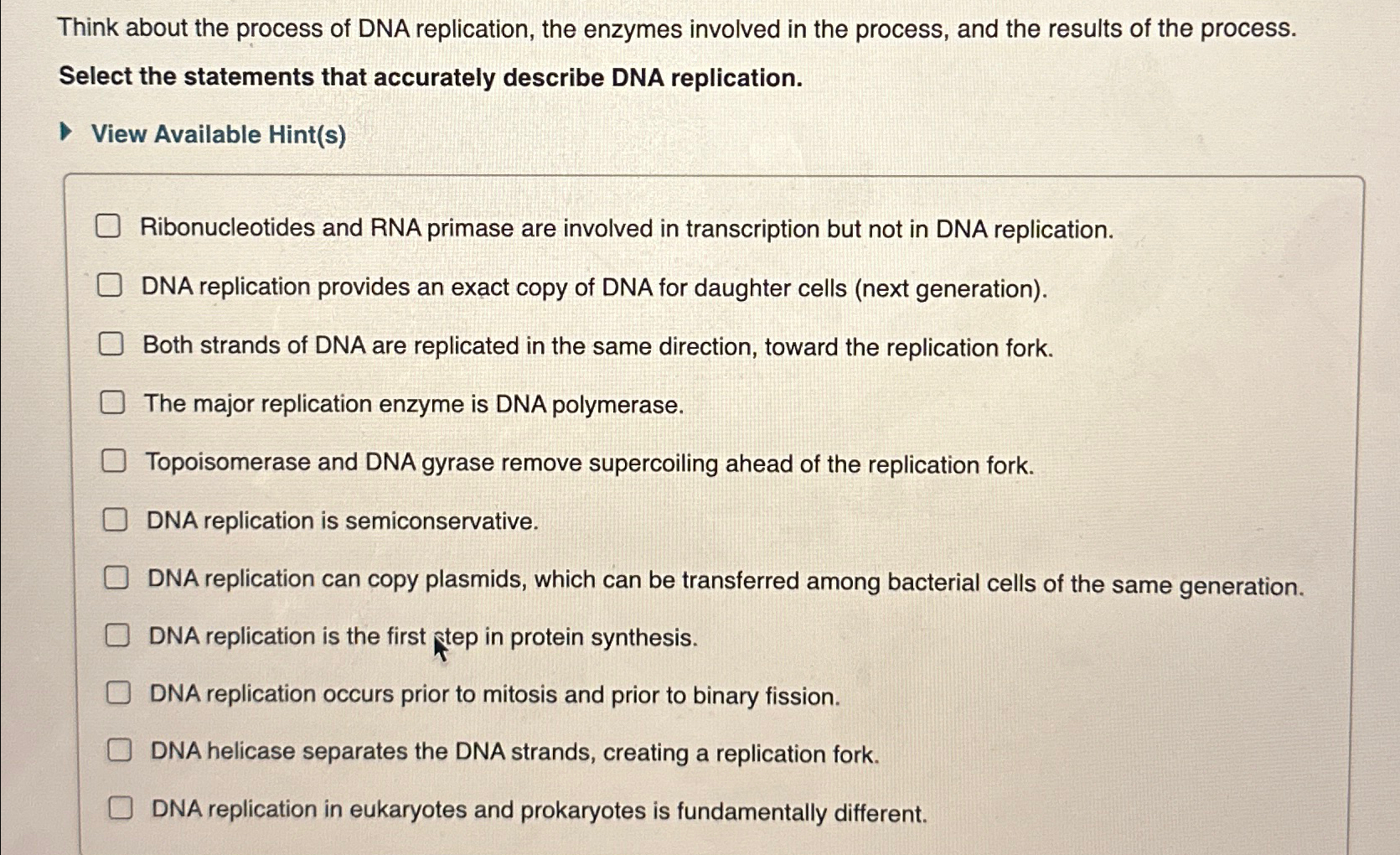 Solved Think about the process of DNA replication, the | Chegg.com