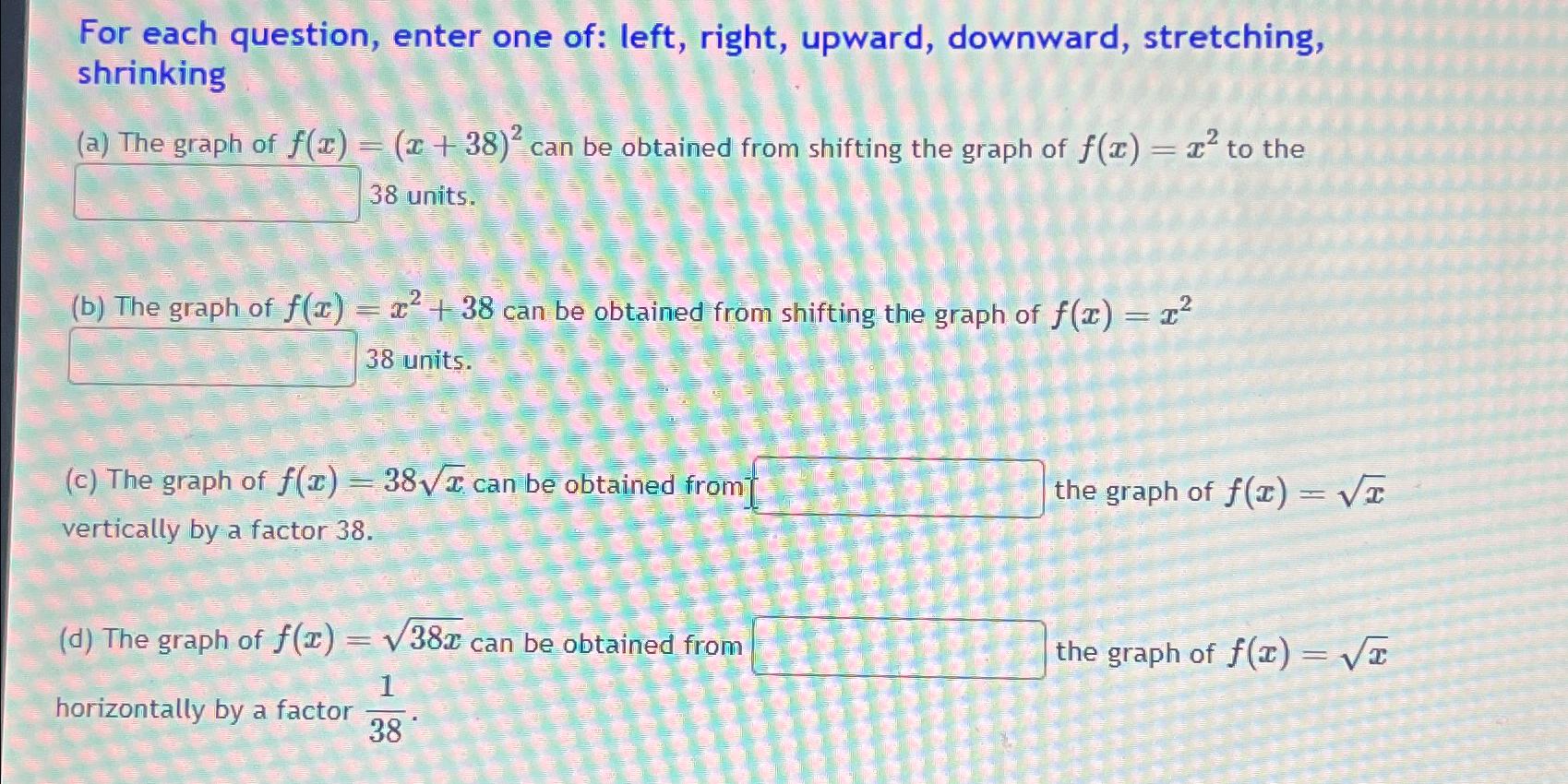 Solved For each question, enter one of: left, right, upward, | Chegg.com