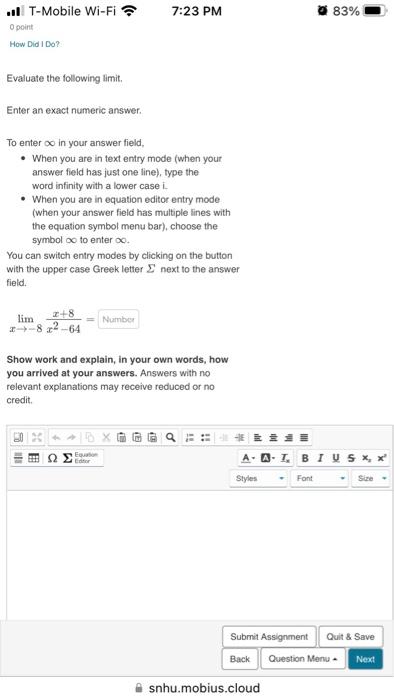 Solved Enter an exact numeric answer. To enter ∞ in your | Chegg.com