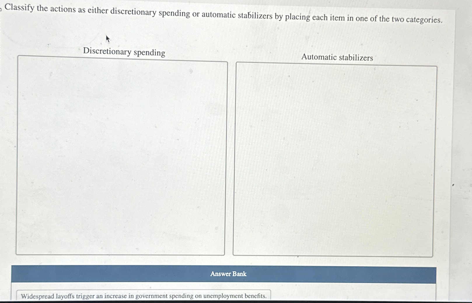 Solved Classify the actions as either discretionary spending | Chegg.com