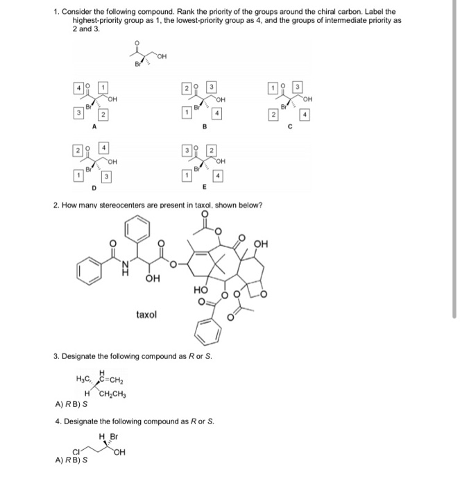 Solved 1. Consider the following compound. Rank the priority | Chegg.com