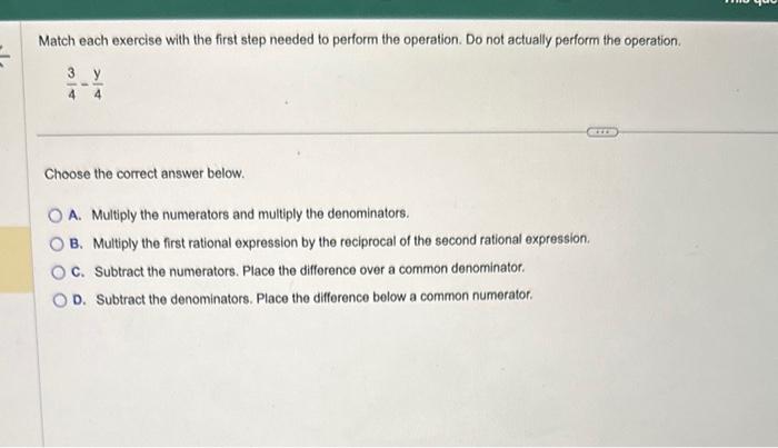 Solved Match each exercise with the first step needed to | Chegg.com