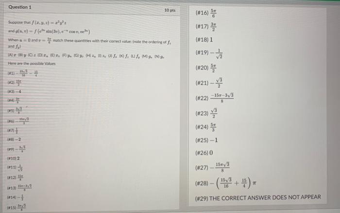 Solved Question 1 (#16)65π (#17) 23π (#18) 1 (A) −1014,2−413 | Chegg.com