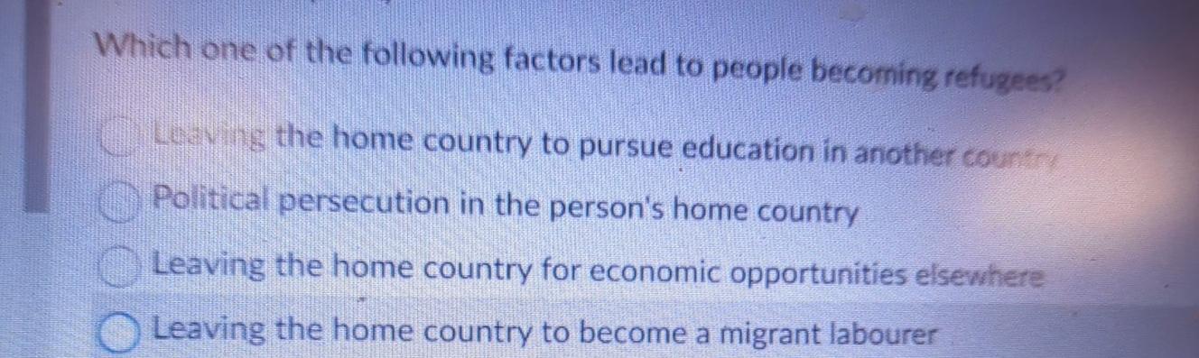 Solved Which one of the following factors lead to people | Chegg.com