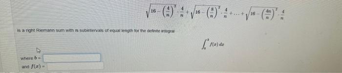 Solved 16−(n4)2⋅n4+16−(n8)2⋅n4+…+16−(n4n)2−n4 is a right | Chegg.com