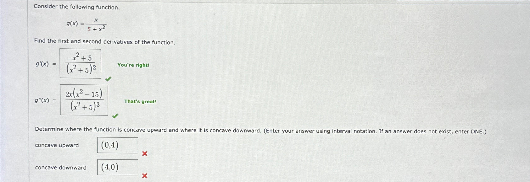 Solved Consider the following function.g(x)=x5+x2Find the | Chegg.com