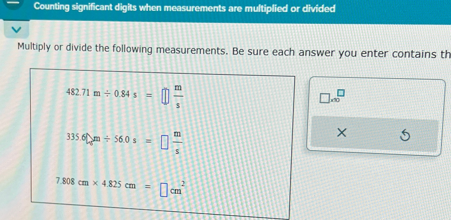 Solved Counting significant digits when measurements are | Chegg.com Solved Counting significant digits when measurements are | Chegg.com