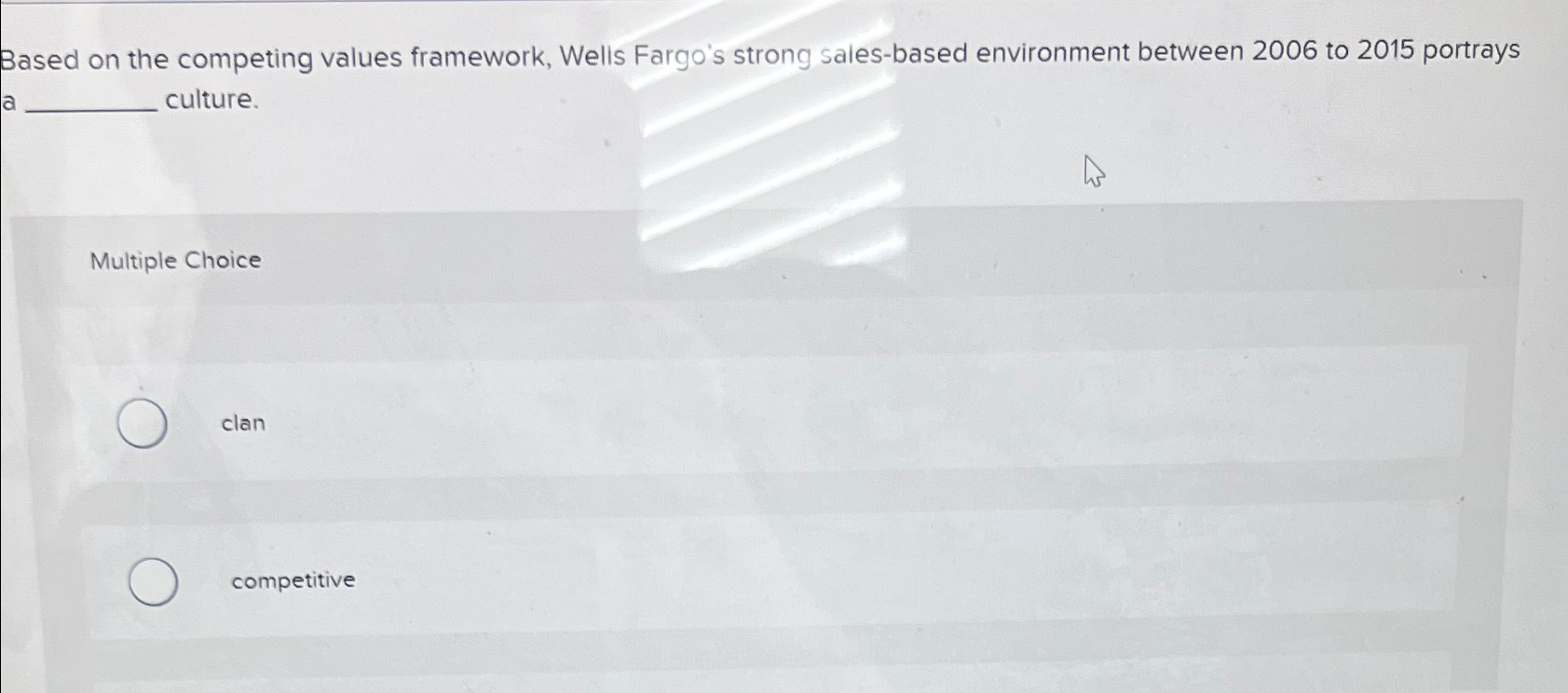 Solved Based on the competing values framework, Wells | Chegg.com