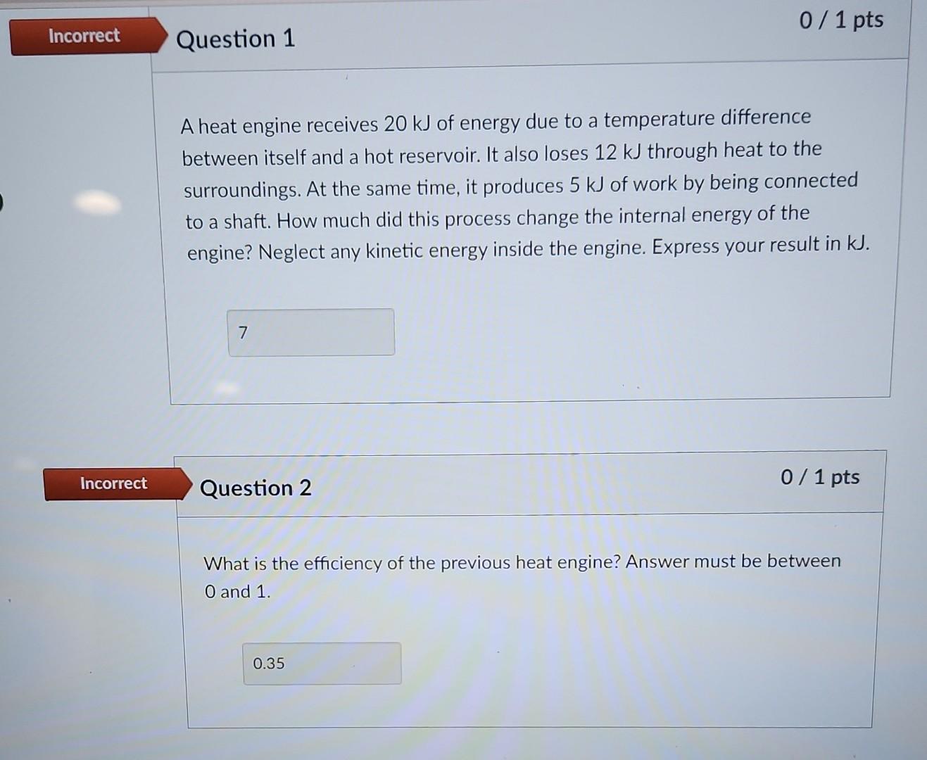 Solved A heat engine receives 20 kJ of energy due to a | Chegg.com
