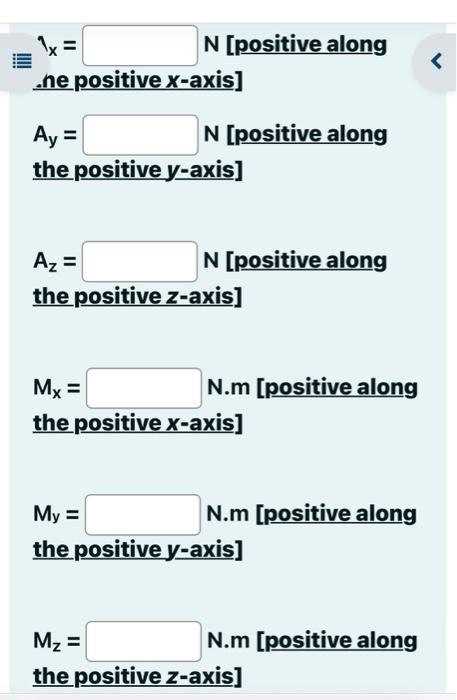 Solved Determine the x,y,z components of reaction at the | Chegg.com