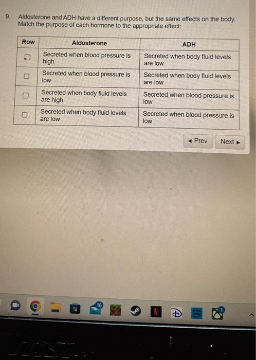 Solved 9. Aldosterone and ADH have a different purpose, but | Chegg.com