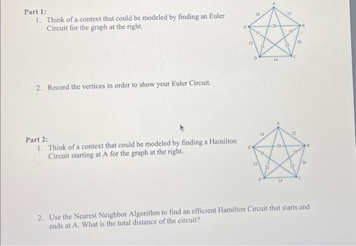 Solved Part 1: 1. Think of a context that could be modeled | Chegg.com