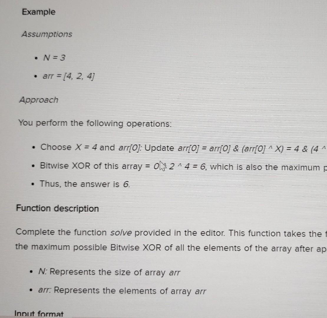 Solved Question 1 Maximum Xor You Are Given An Array Arm Of