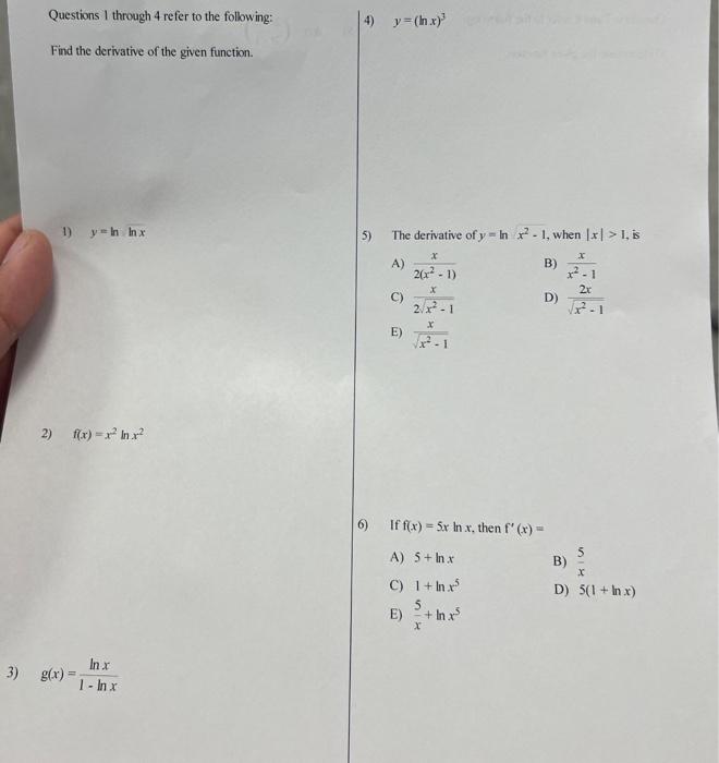 Solved Questions 1 through 4 refer to the following: Find | Chegg.com
