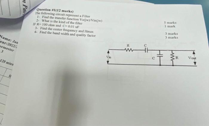 Solved Question \#I (12 marks) The following circuit | Chegg.com