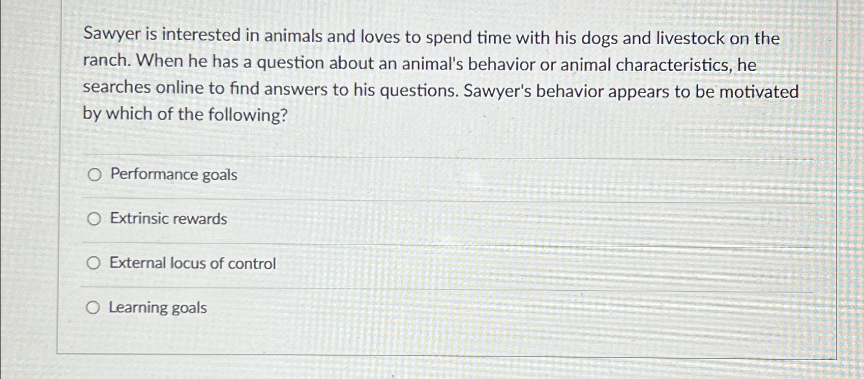 Solved Sawyer is interested in animals and loves to spend | Chegg.com