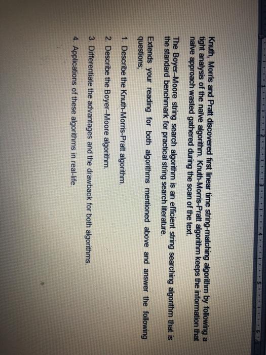 Solved Knuth, Morris and Pratt discovered first linear time | Chegg.com