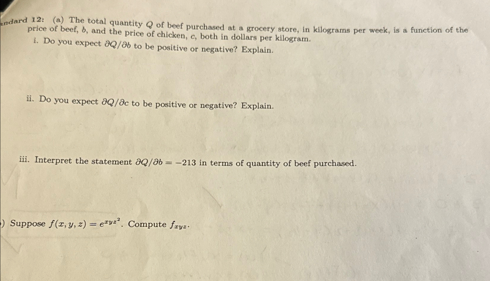 Solved andard 12:(a) ﻿The total quantity Q ﻿of beef | Chegg.com