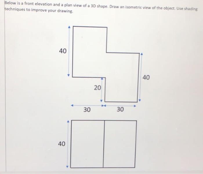 Solved Below is a front elevation and a plan view of a 3D | Chegg.com