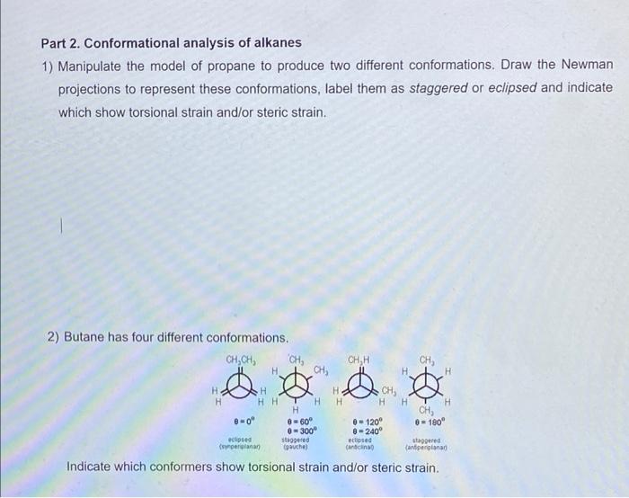 Solved Part 2. Conformational analysis of alkanes 1) | Chegg.com