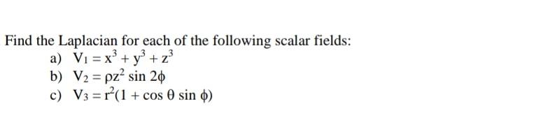 Solved Find the Laplacian for each of the following scalar | Chegg.com