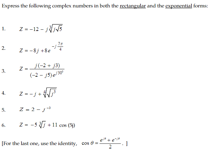 Solved Express the following complex numbers in both the | Chegg.com