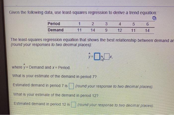 Solved Given the following data, use least-squares | Chegg.com