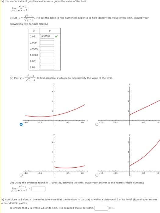 Solved 5) Use numerical and graphical evidence to guess the | Chegg.com
