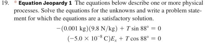 Solved 9. * Equation Jeopardy 1 The equations below describe | Chegg.com