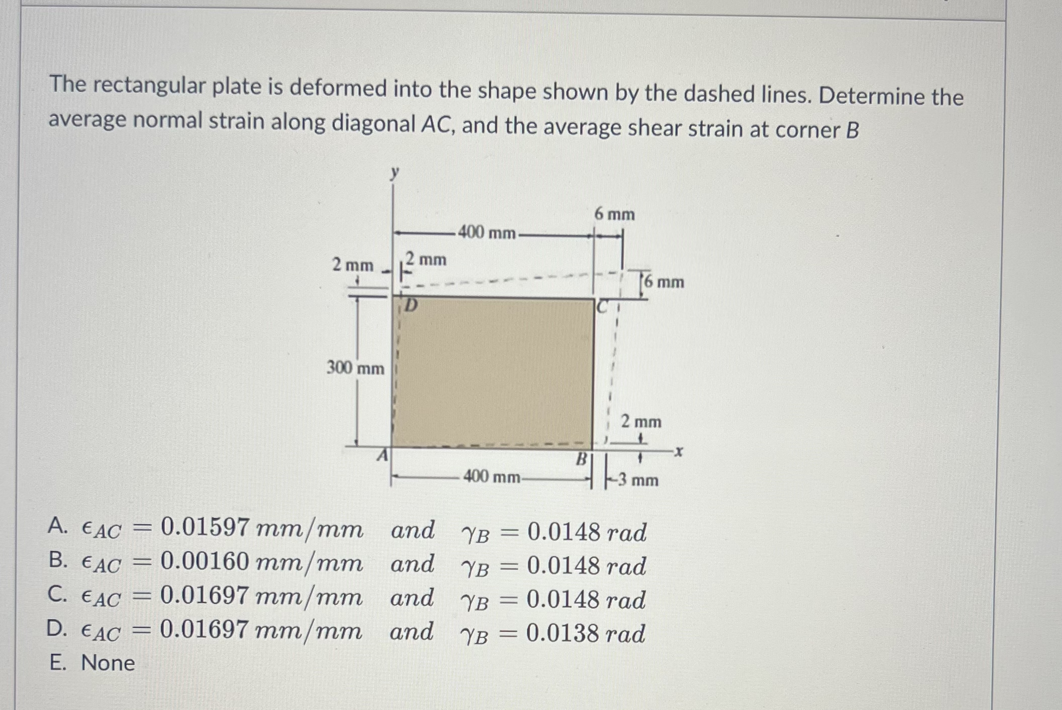 Solved The rectangular plate is deformed into the shape | Chegg.com