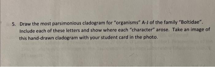 Solved 5. Draw the most parsimonious cladogram for | Chegg.com