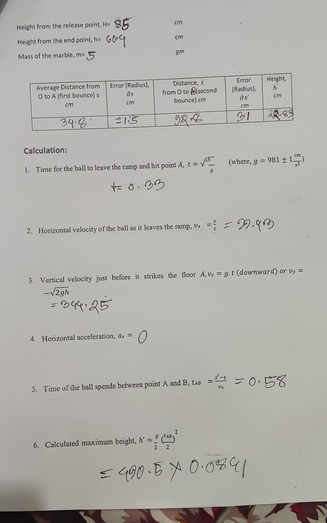 Experiment Name: Projectile Motion Assignment: To | Chegg.com