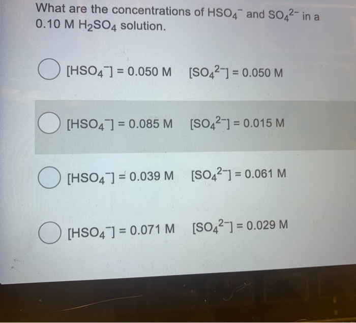 Solved What are the concentrations of HSO4 and SO42- in a | Chegg.com