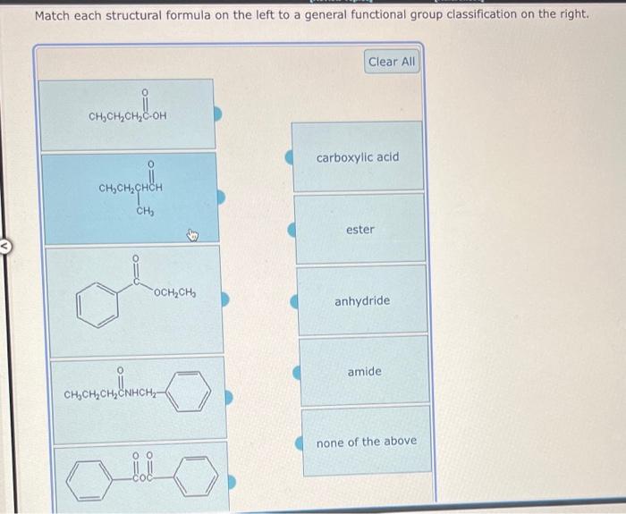 Solved Match each structural formula on the left to a | Chegg.com