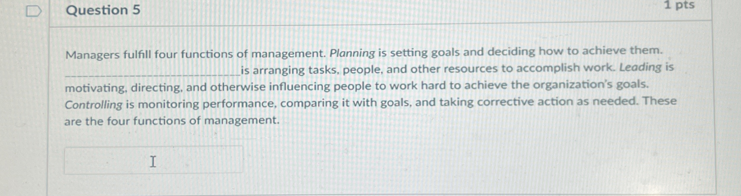 Solved Question 51 ﻿ptsManagers fulfill four functions of | Chegg.com