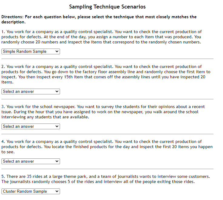 Solved Sampling Technique ScenariosDirections: For each | Chegg.com