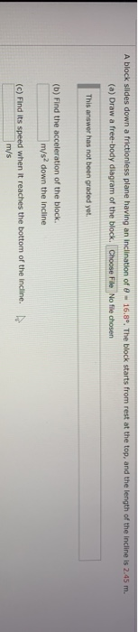 Solved A block slides down a frictionless plane having an | Chegg.com