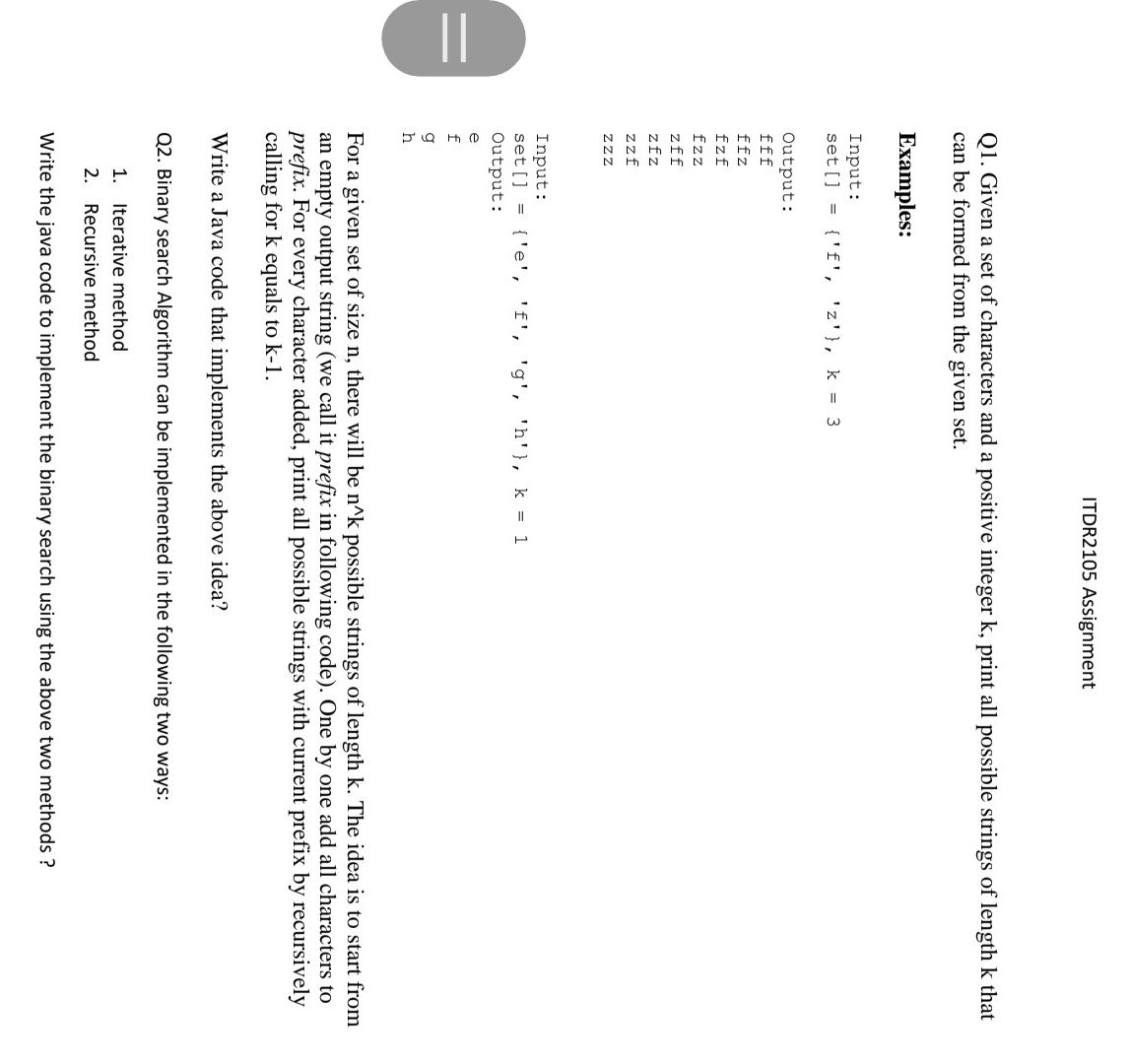 Solved Q1. Given a set of characters and a positive integer | Chegg.com