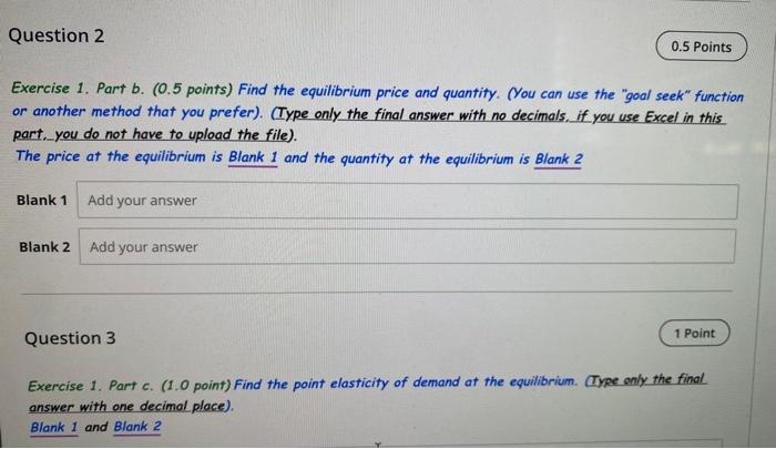 Solved EXERCISE 1 ( 2.75 points in total) The demand and | Chegg.com