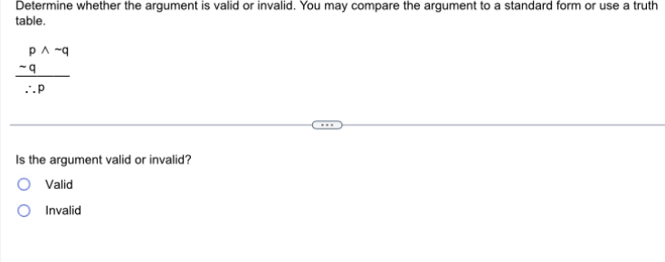 Solved Determine whether the argument is valid or invalid. | Chegg.com