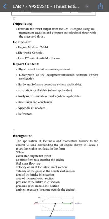 Solved This is lab report called thrust estimation of the | Chegg.com