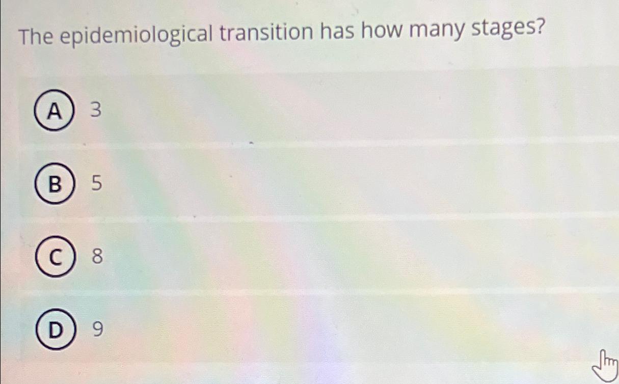 Solved The epidemiological transition has how many | Chegg.com