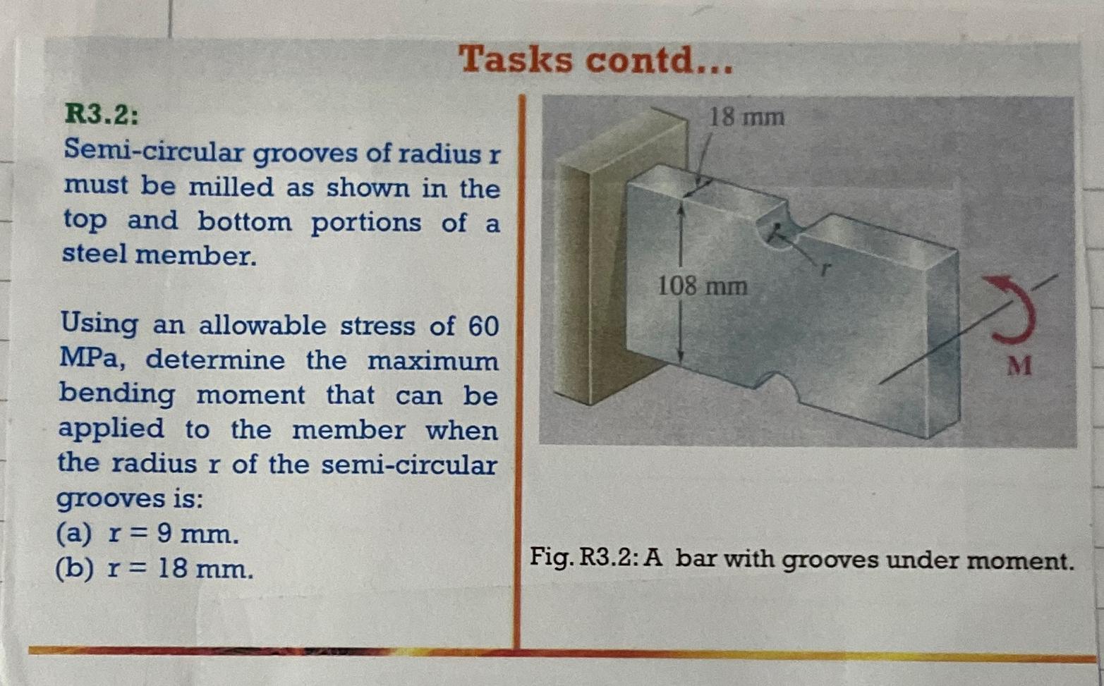 Solved Tasks contd...R3.2:Semi-circular grooves of radius r | Chegg.com