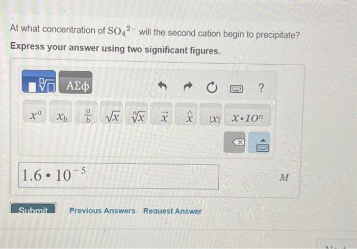 Solved A solution of Na2SO4 is added dropwise to a solution | Chegg.com