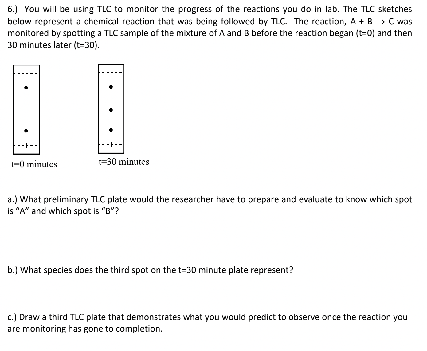 Solved 6.) ﻿You will be using TLC to monitor the progress of | Chegg.com