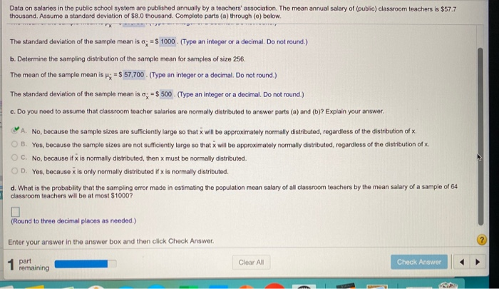 Solved e. What is the probability that the sampling error | Chegg.com