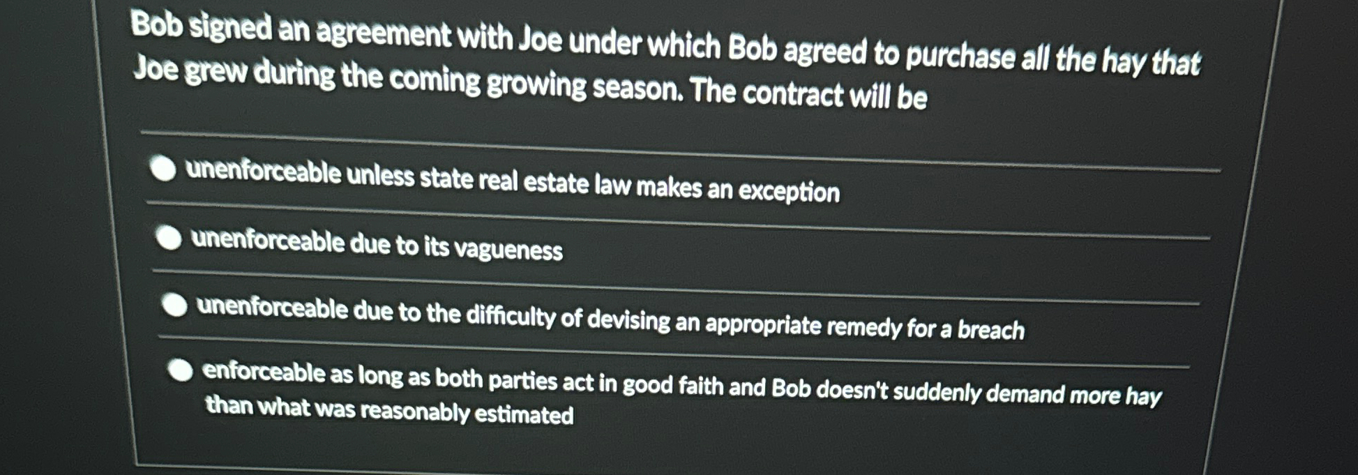 Solved Bob signed an agreement with Joe under which Bob | Chegg.com