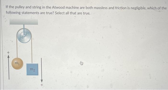 Solved If the pulley and string in the Atwood machine are | Chegg.com