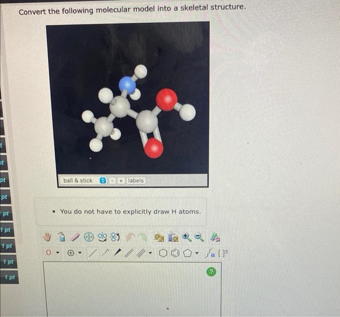 Solved Convert the following molecular model into a skeletal | Chegg.com